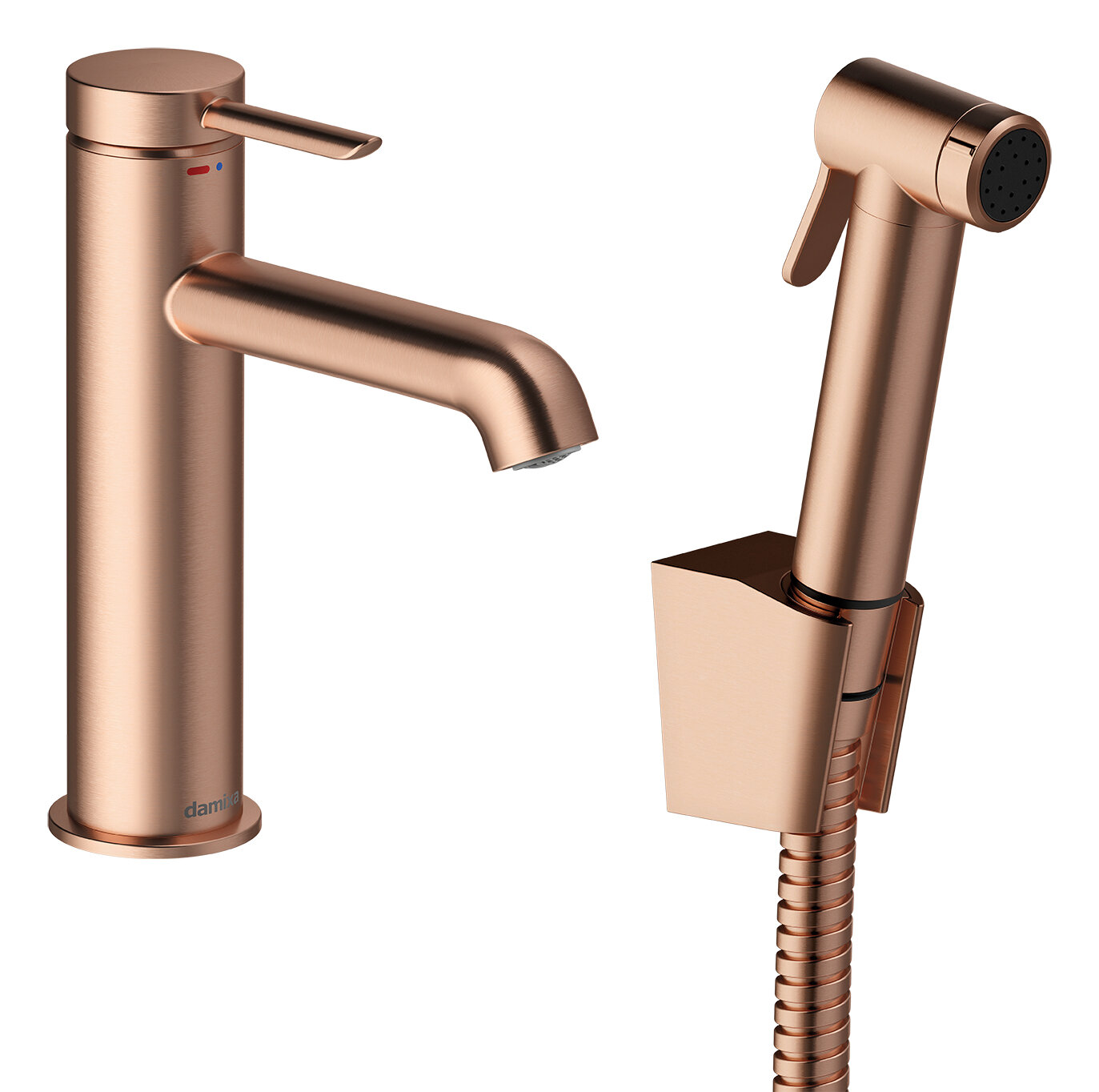 Iris Brushed Copper Basin Mixer with sidespray [https://damixa.com]